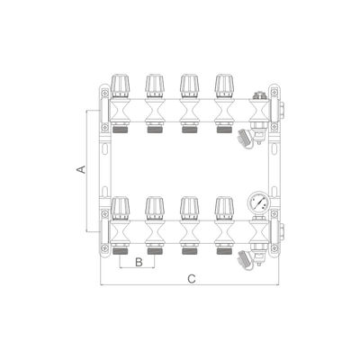 Threaded Pipeline Brass Manifold 2-10way Hot Water Manifold Distribution