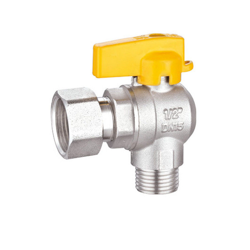 AV1007-MF Brass Gas Ball Valve M1/2" x F3/4" Nut PTFE Male x Revolving ...